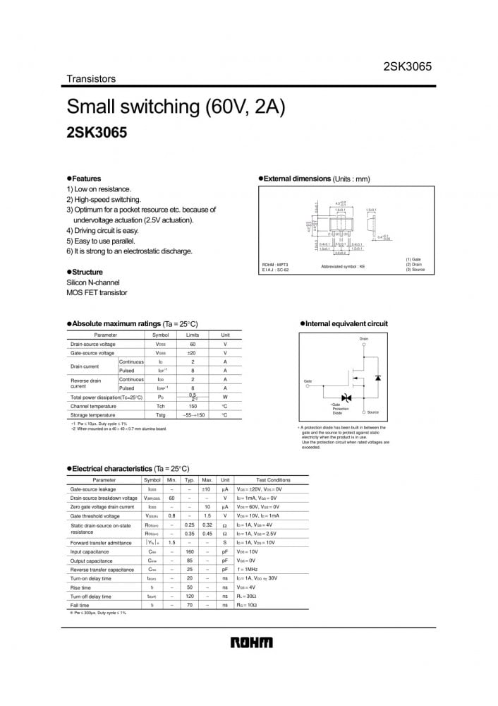 2SK3065T100 datasheet page 1
