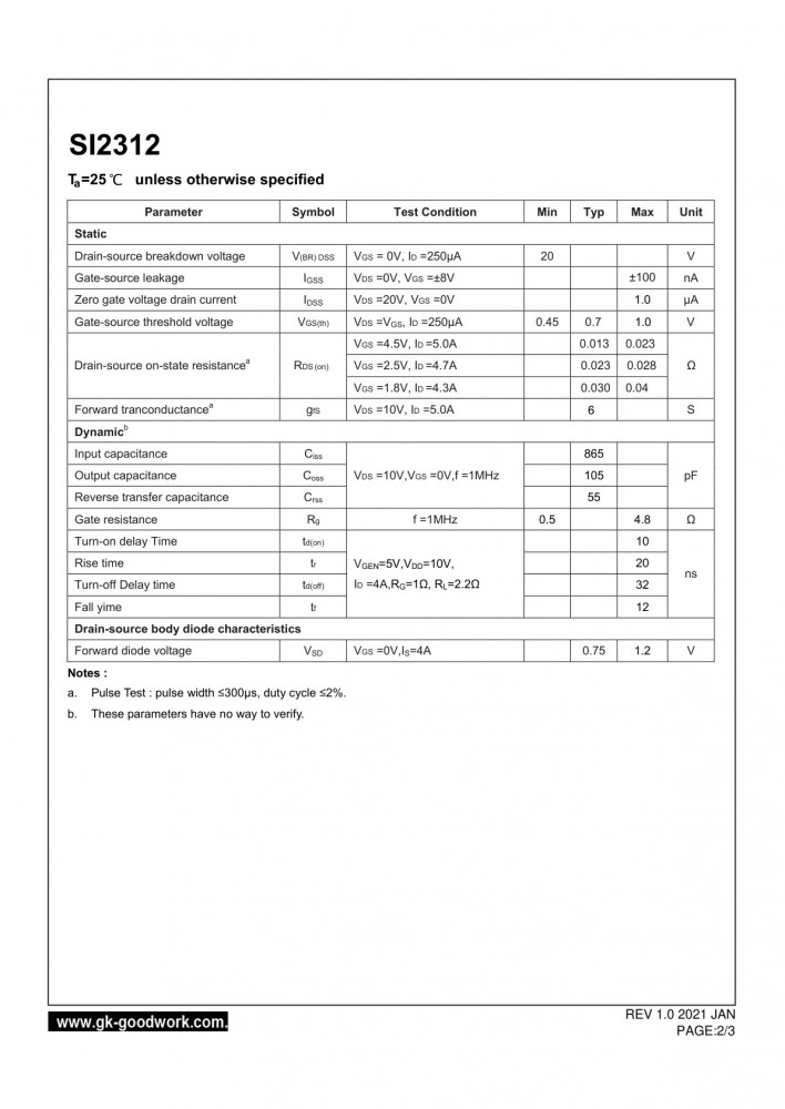 SI2312 technical document page 2