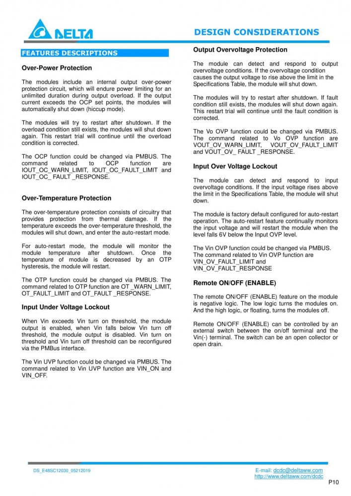 DELTA E48SC12030NRFH datasheet page 10