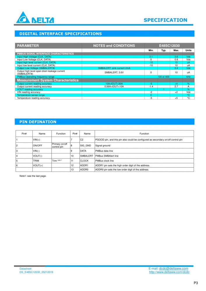 DELTA E48SC12030NRFH datasheet page 3