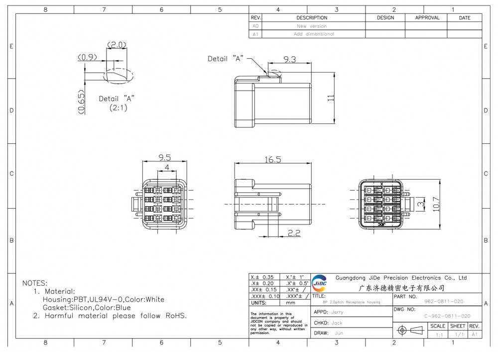 JIDC 962-0811-020 technical drawing preview