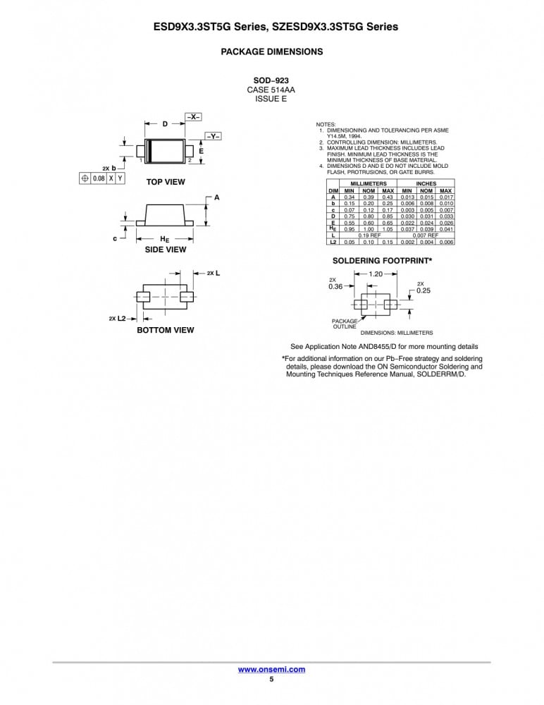SZESD9X5.0ST5G datasheet page 5
