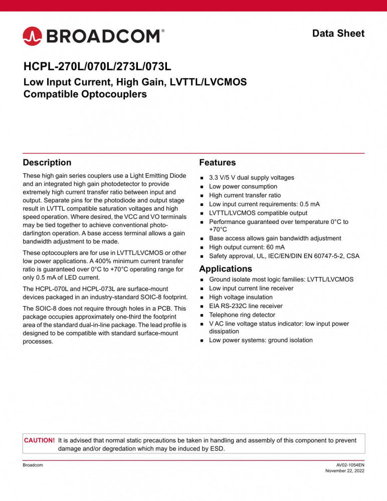 HCPL-270L datasheet page 1