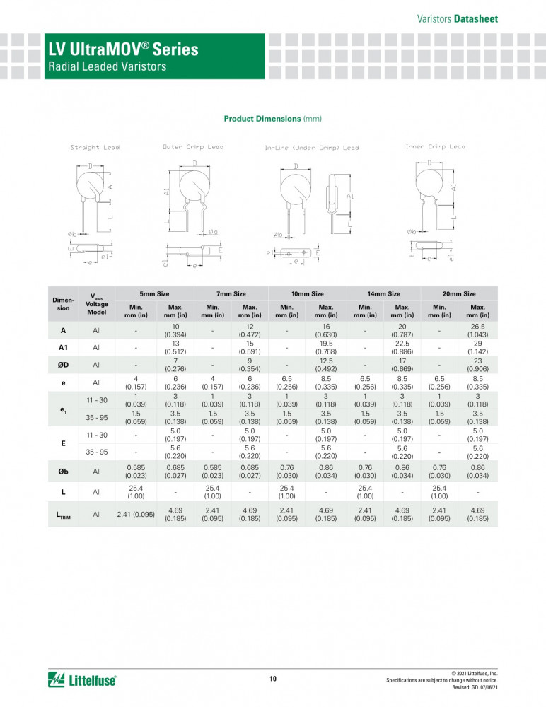 Littelfuse LV UltraMOV datasheet page 10