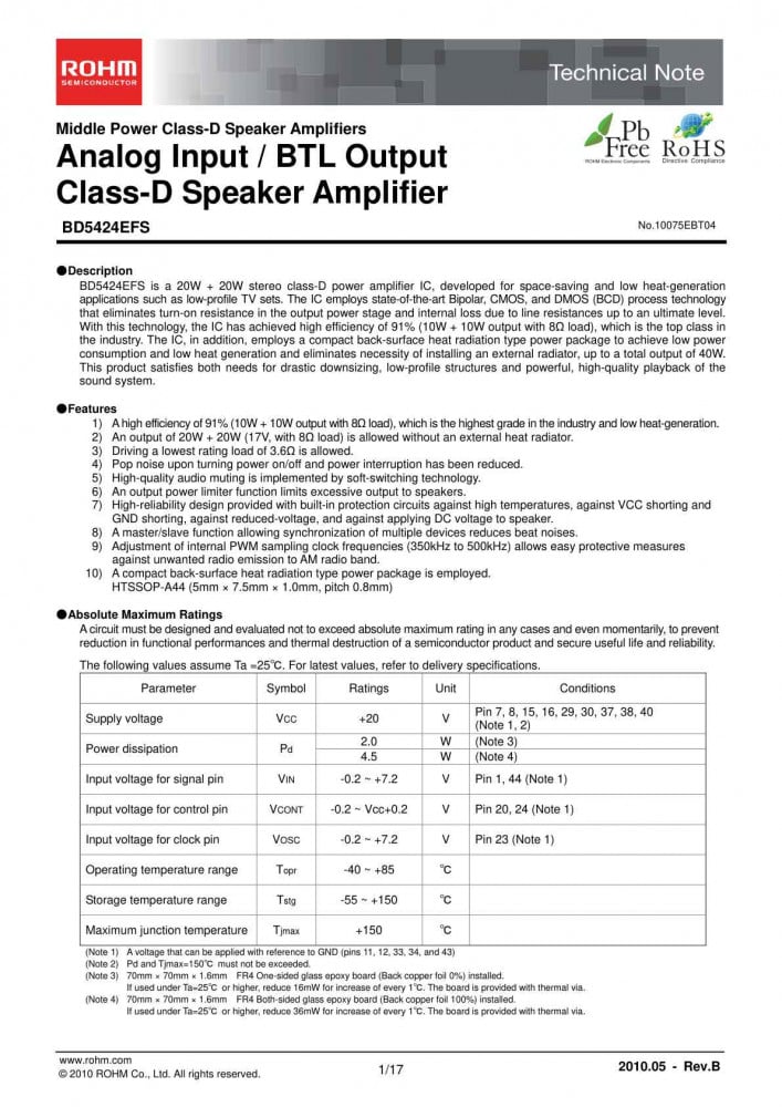 BD5424EFS-E2 datasheet page 1