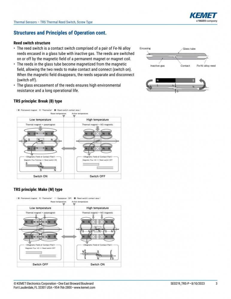 KEMET TRS thermal reed switch datasheet page 3