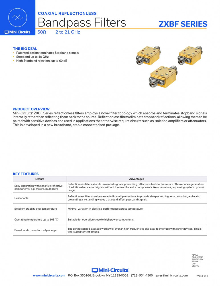 ZXBF-K183+ datasheet page 1