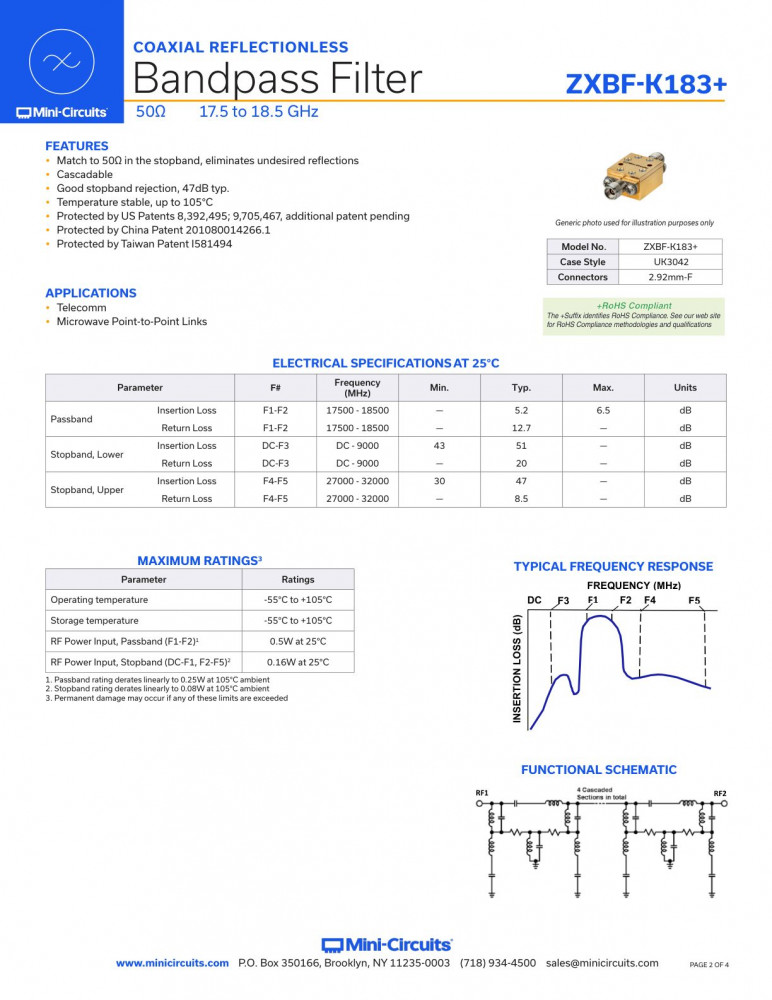 ZXBF-K183+ datasheet page 2