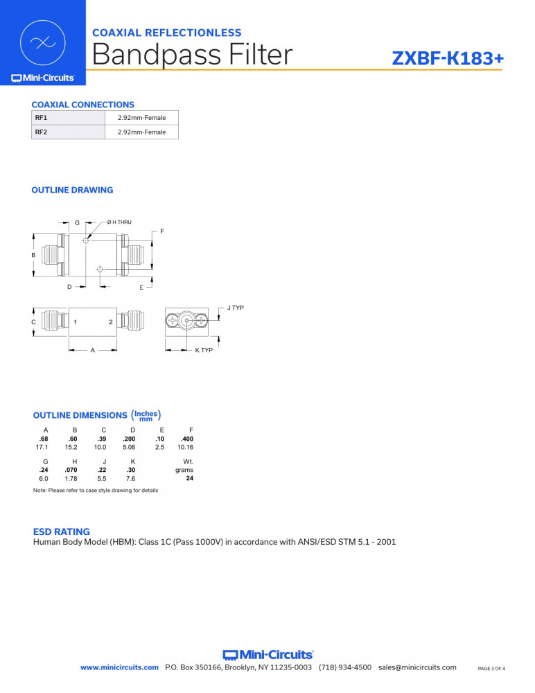 ZXBF-K183+ datasheet page 3