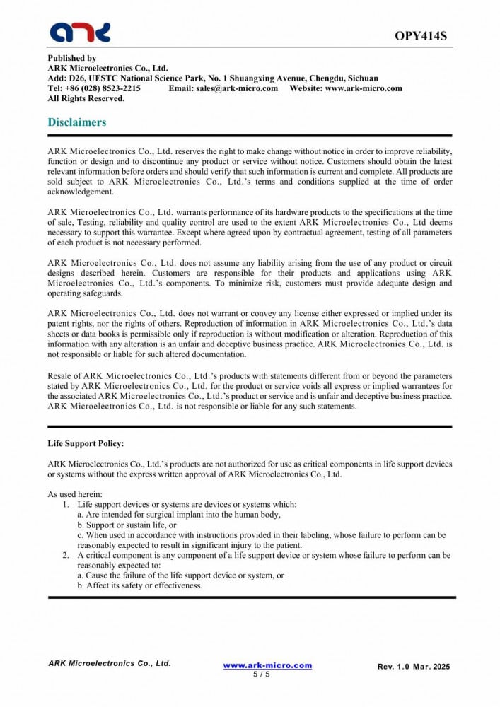 OPY414S datasheet page 5