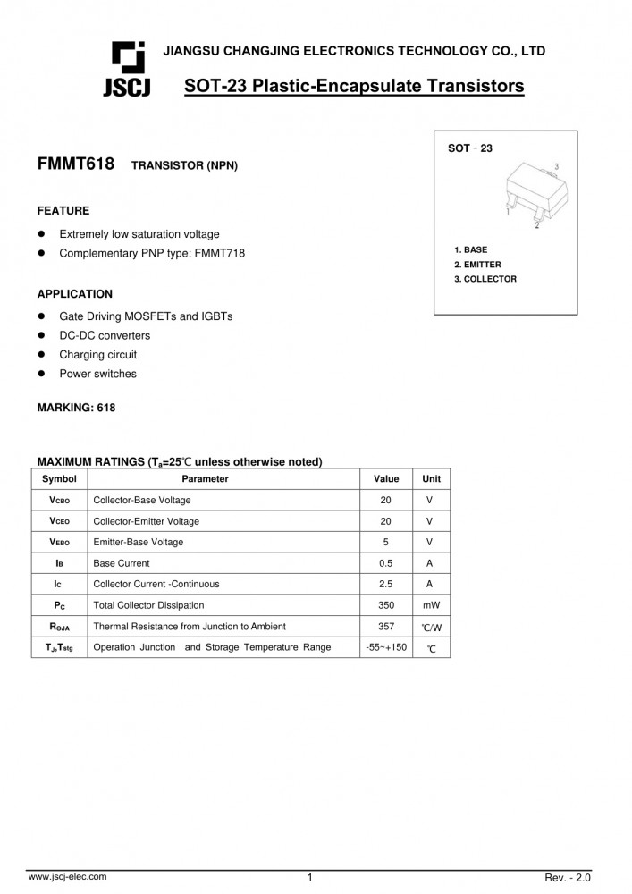 FMMT618 datasheet page 1