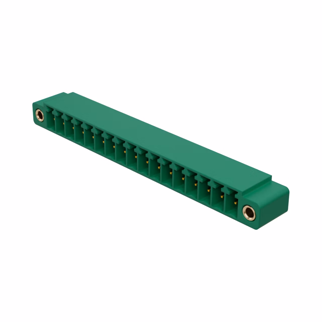 3.50mm Pitch Eurostyle Right-Angle PCB Header, with Threaded Retention Inserts, Green Housing, Gold (Au) Plated, 17 Circuits for sale