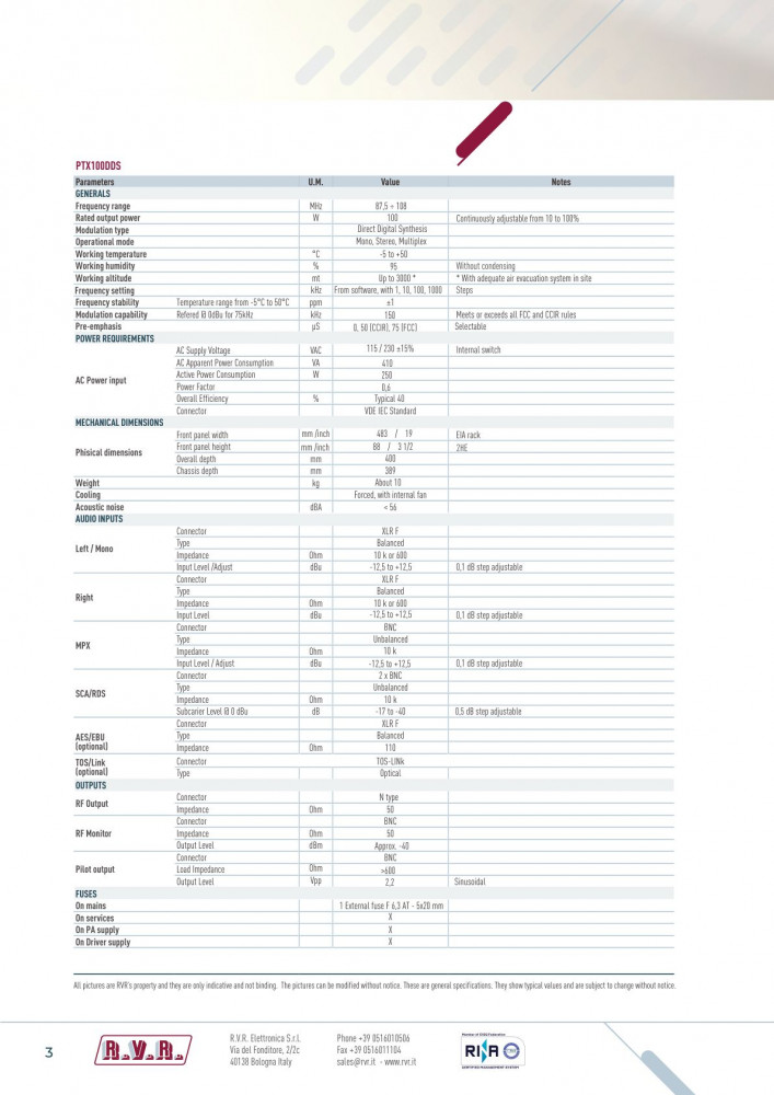 PTX100DDS technical document, page 3