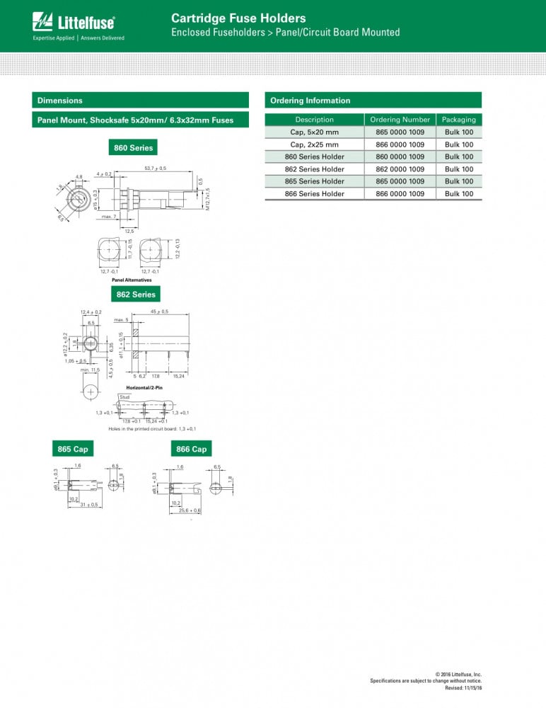 Littelfuse 860/862 Series fuse-holder documentation page 2