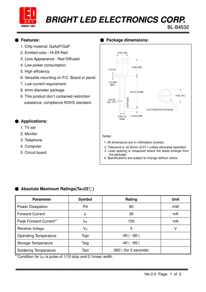 BL-B4532 datasheet page 1