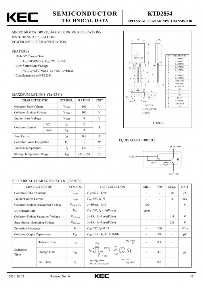 KTD2854-AT/P datasheet page 1
