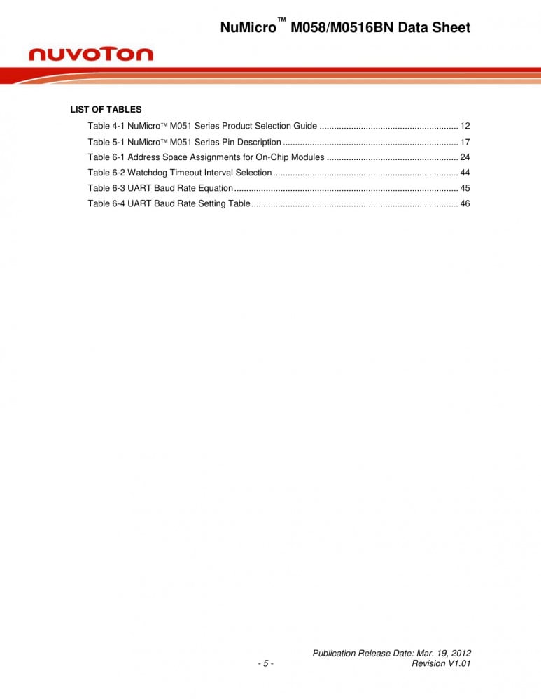 M058LBN datasheet page 5