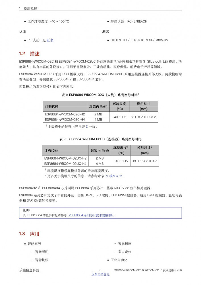 ESP8684-WROOM-02UC datasheet page 3