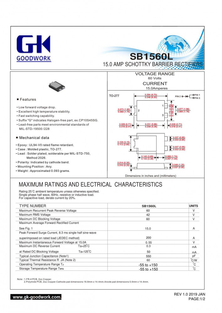 SB1560L datasheet page 1