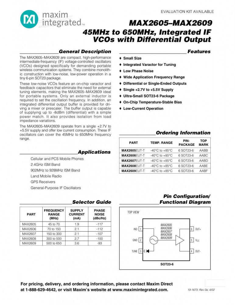 MAX2608 document preview, page 1