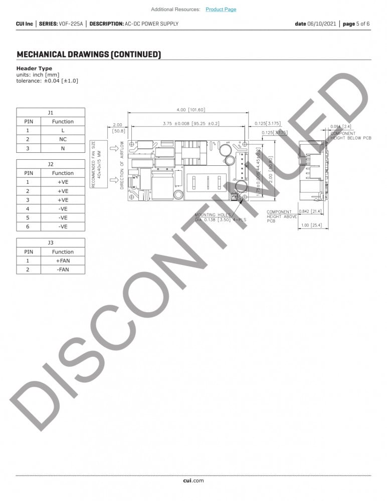 VOF-225A series datasheet page 5