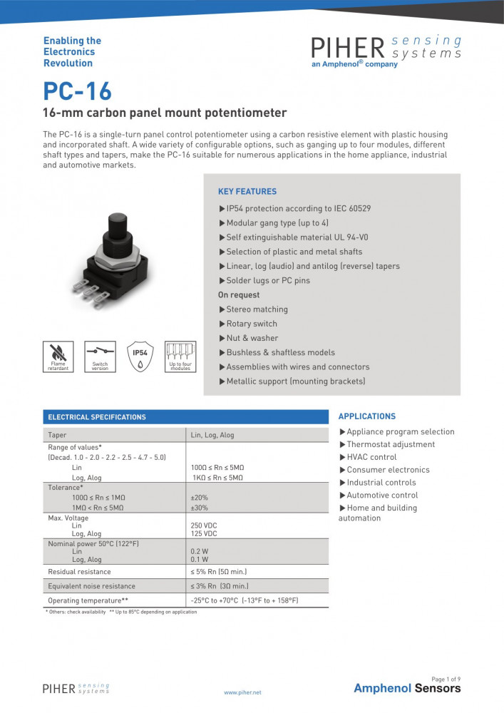 PC-16 datasheet page 1