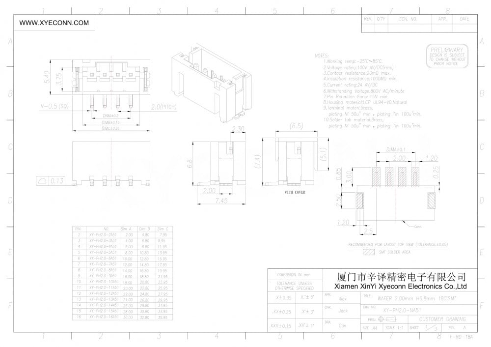 XYECONN drawing page 1
