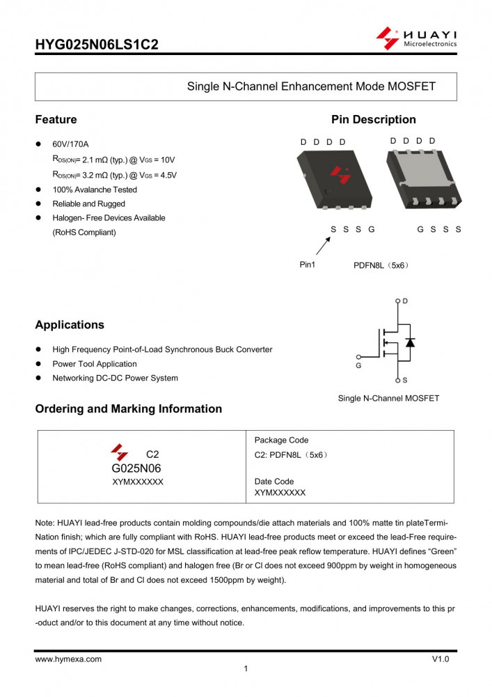 HYG025N06LS1C2 datasheet page 1