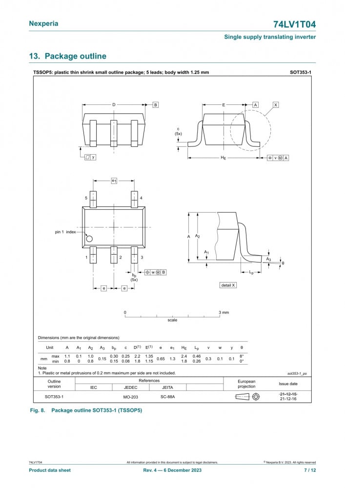 74LV1T04GWH datasheet page 7