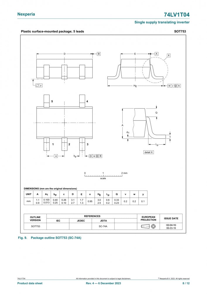 74LV1T04GWH datasheet page 8