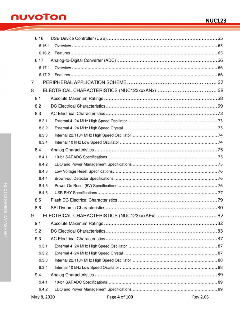 NUC123 datasheet page 4