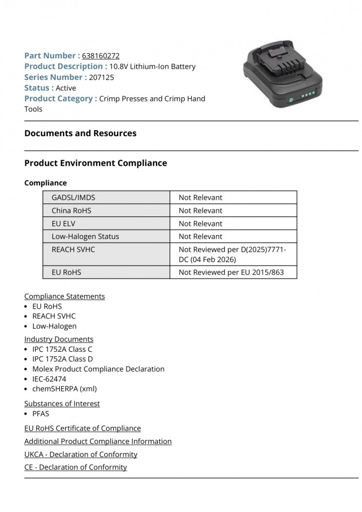 Molex 638160272 technical document image, page 1
