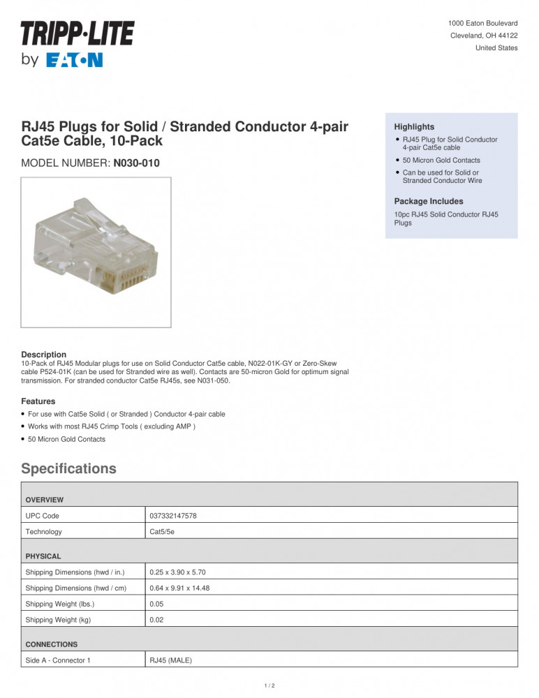 N030-010 technical document page 1