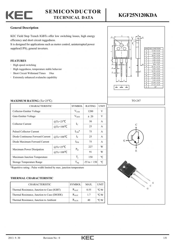 KGF25N120KDA datasheet page 1