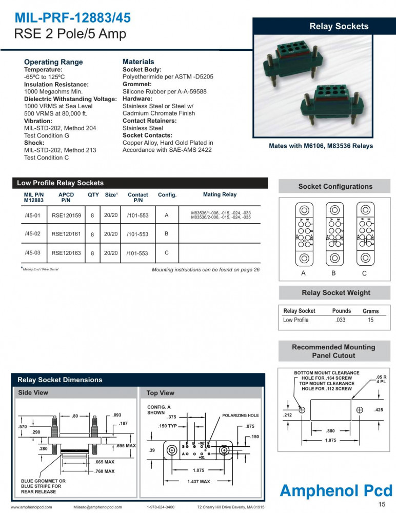 Amphenol relay socket catalog page 10