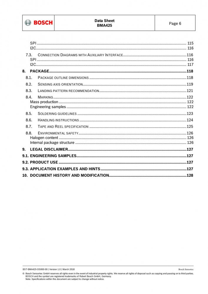 BMA425 datasheet page 6