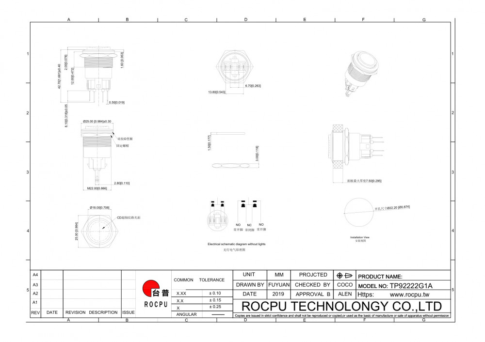 TP92222G1A technical drawing page 1