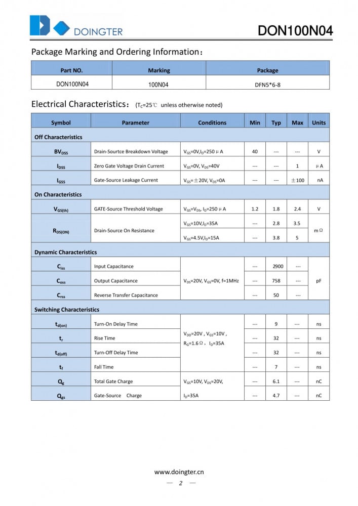 DON100N04 datasheet page 2