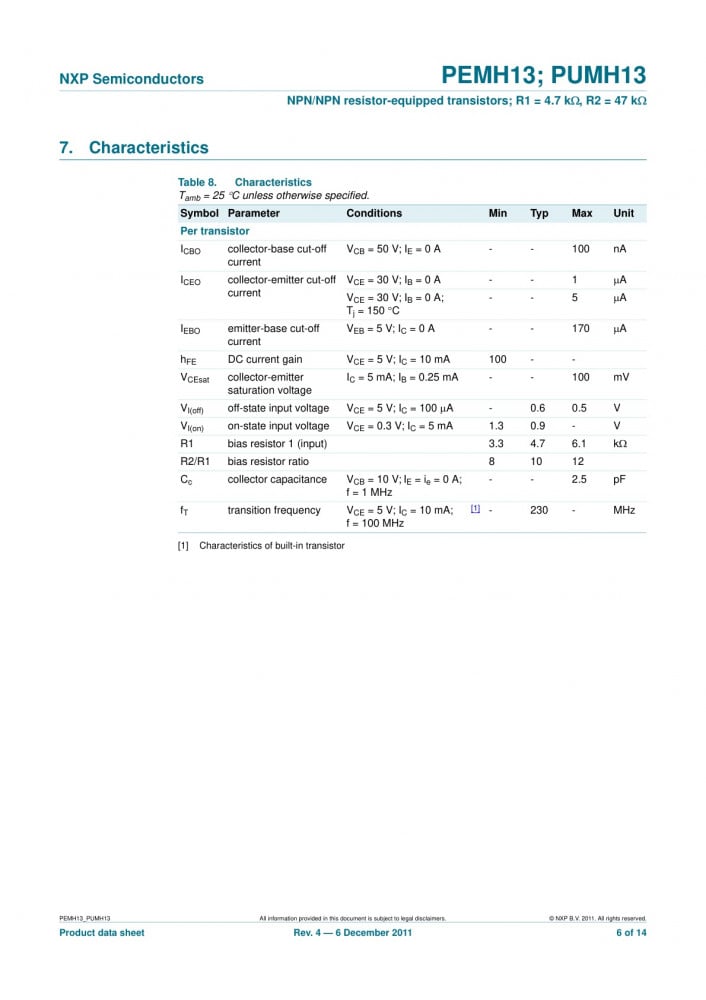 PUMH13F datasheet page 7