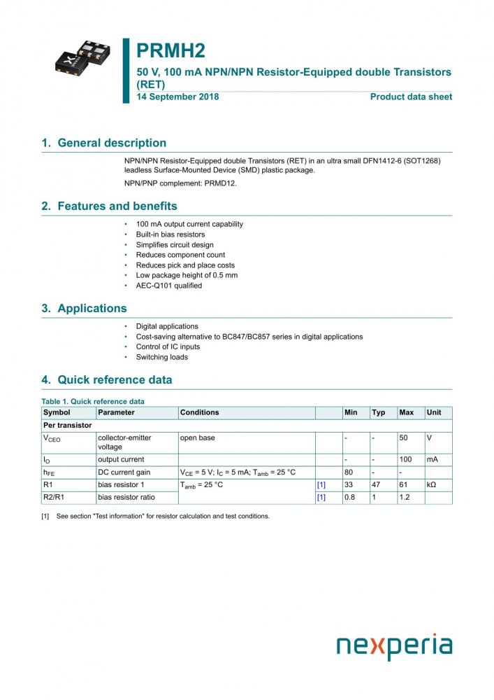 PRMH2Z datasheet page 1