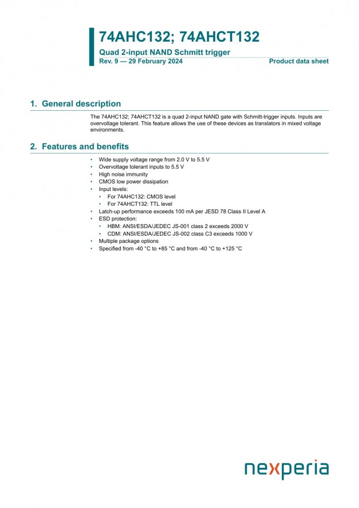 74AHCT132D,118 technical document page 1