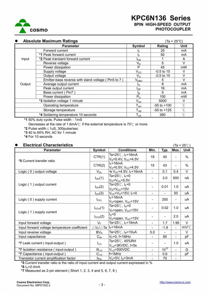 KPC6N136S datasheet page 3