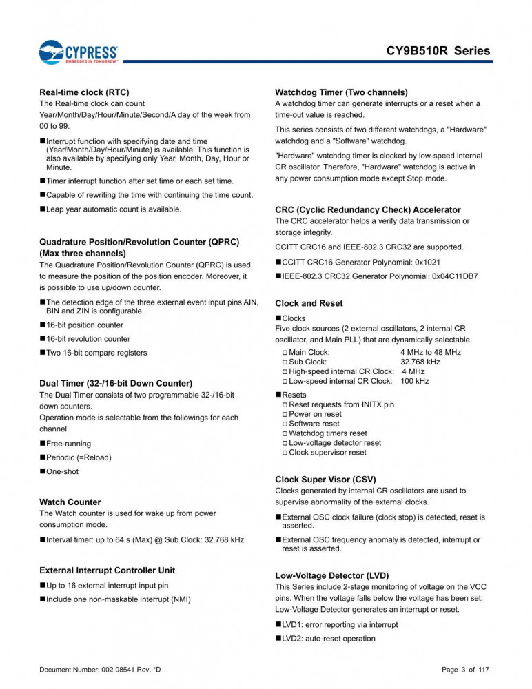 CY9BF516N series datasheet page 4