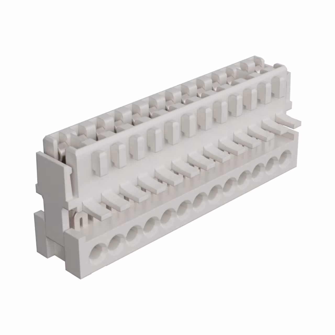 Appli-Mate RAST 2.5 IDT Housing, 2.50mm Pitch, with Side Latches, Female, 7 Circuits, Position Keys A & H Removed, Polarizing Rib Between 1/2 and 5/6