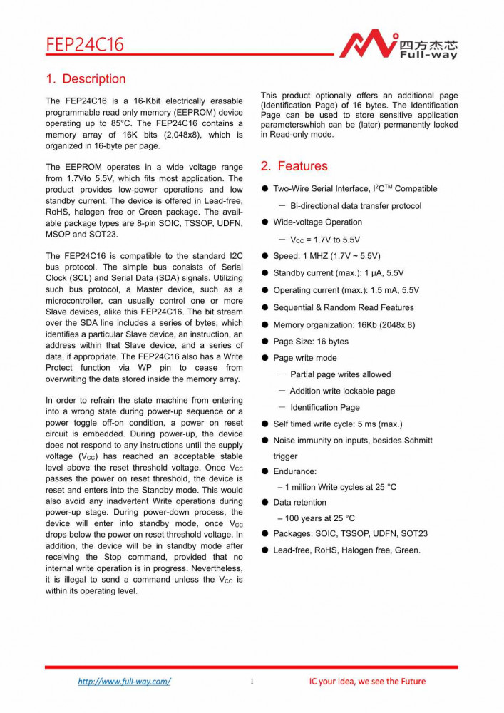 FEP24C16 datasheet page 1