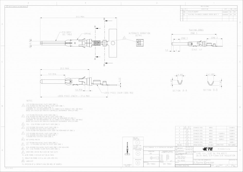 TE Connectivity 163090-2 technical document preview