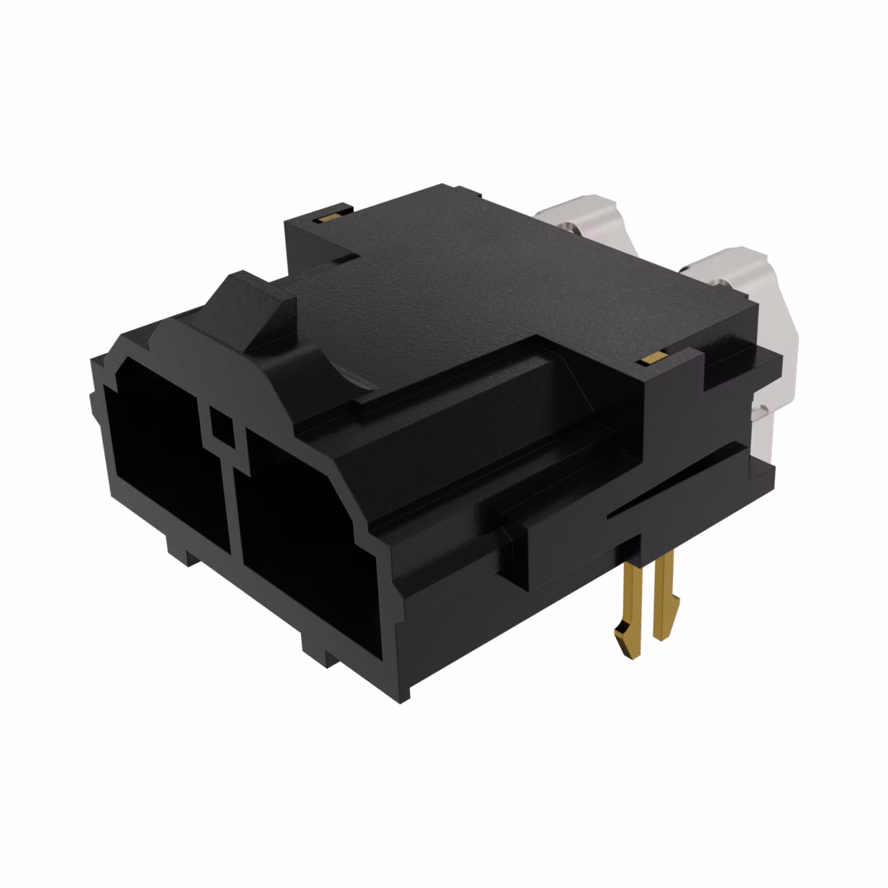 Mini-Fit Sr. Right-Angle Header, 10.00mm Pitch, Single Row, 2 Circuits, 3.50mm Tail Length, for 1.57mm PCB, Silver (Ag) Plating, with Clip for sale