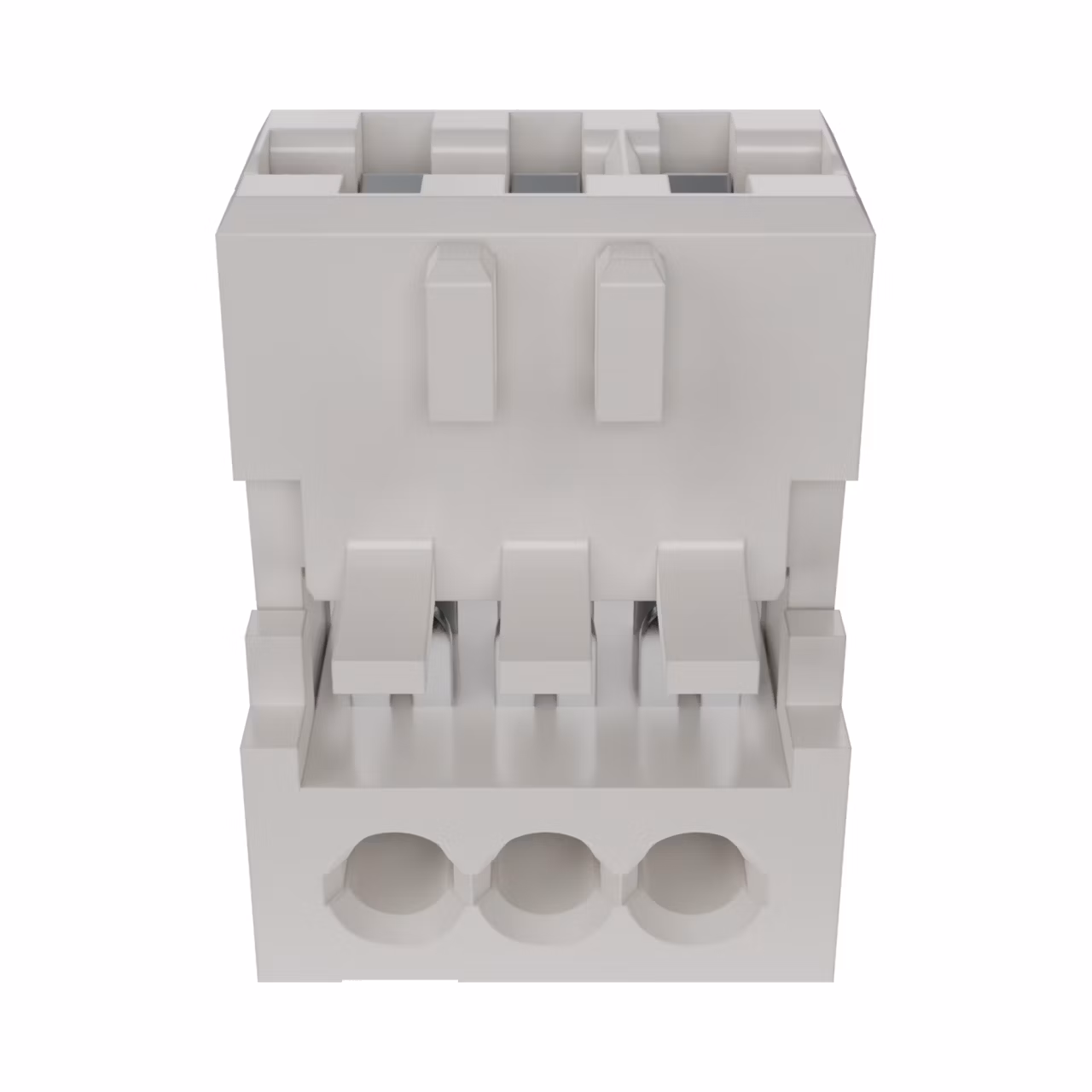 Appli-Mate RAST 2.5 IDT Housing, 2.50mm Pitch, Female, 3 Circuits, Beaded Terminal, Position Keys A & D Removed, Slotted Endwalls, Polarizing Rib Between Circuits 2 & 3 for sale