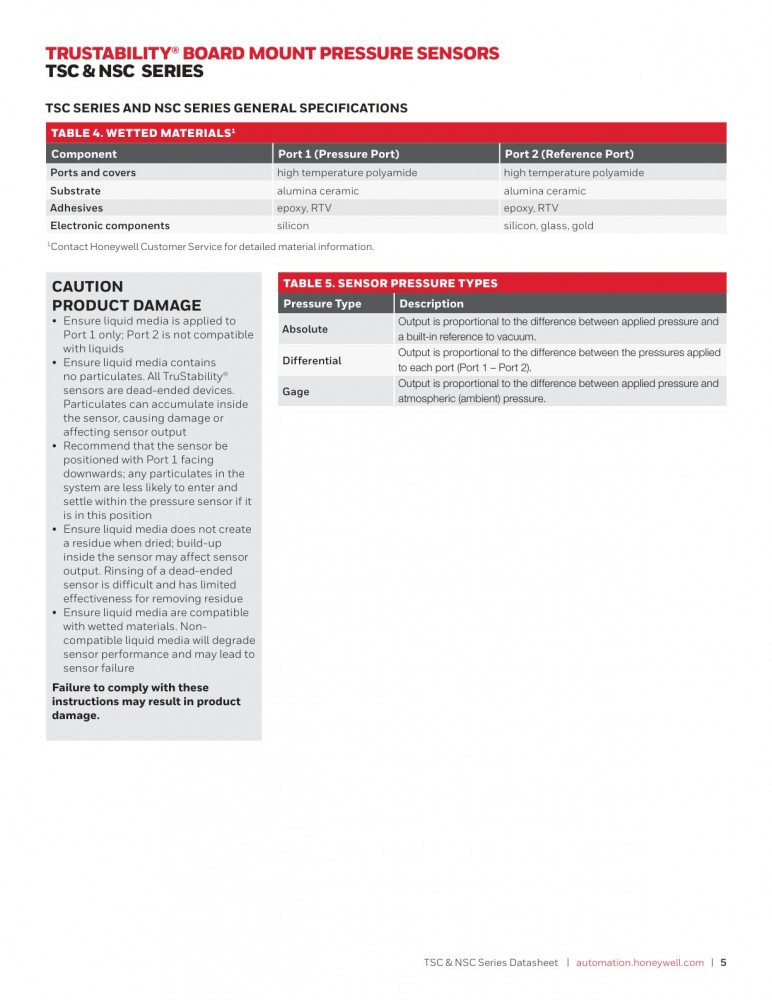 Honeywell NSC Series datasheet page 5