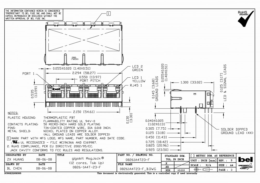 Bel Fuse 0826-1A4T-23-F index 2